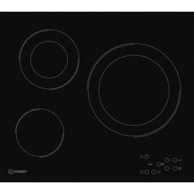 Table vitrocéramique noir 4 foyers Indesit RI161C | Lapeyre