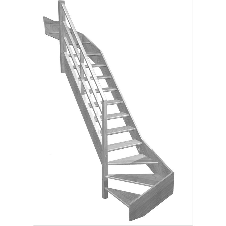 Escalier Aria 2/4 t. haut et bas Hêtre Eden Gris clair h.286 R.85 Gauche | Lapeyre
