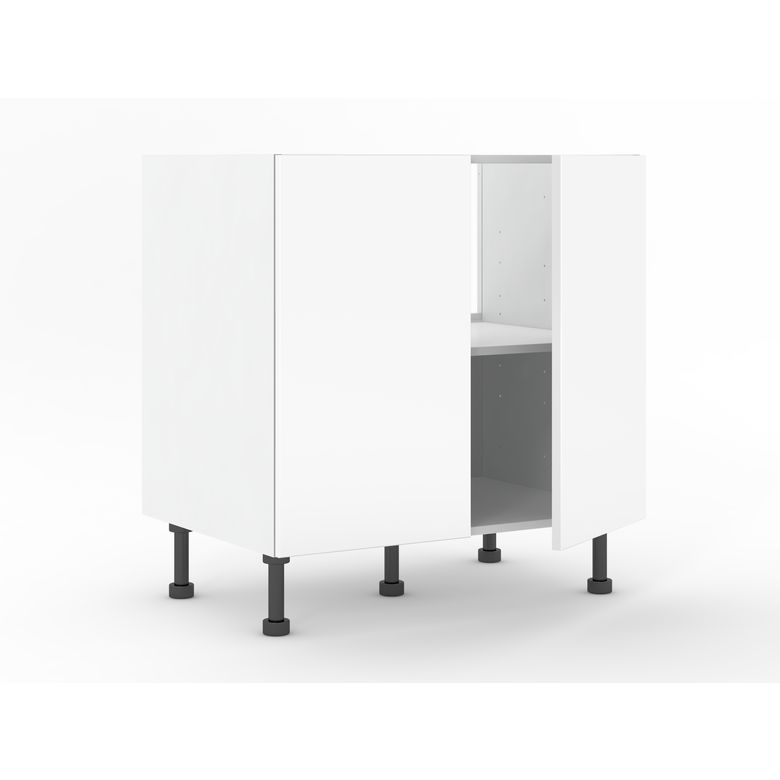 Sous évier 2 portes Nuances blanc brillant H92xL80xP63 | Lapeyre