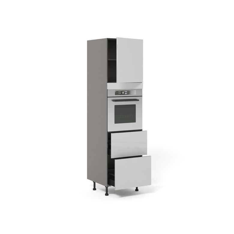 Colonne four 1 porte + 1 porte Soft gris lune brillant H225xL60xP63 G ...